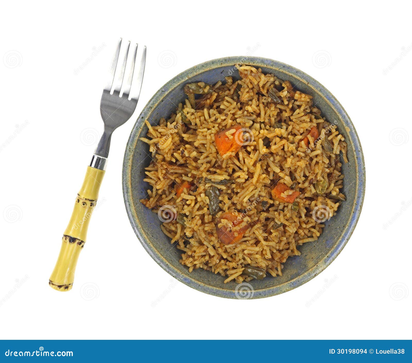 Vegetable Pilaf in Bowl Top with Fork Stock Photo - Image of pilaf ...