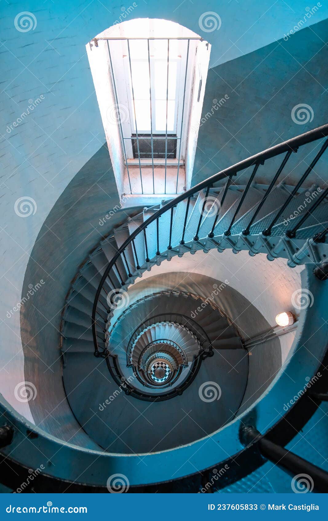 Looking Down Circular Staircase Inside Historic Lighthouse Stock Image ...