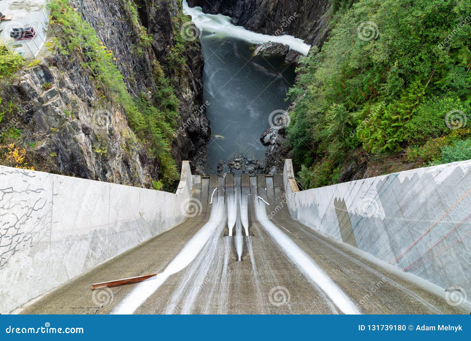 Looking Down Cleveland Dam and the Capilano River in North Vancouver ...