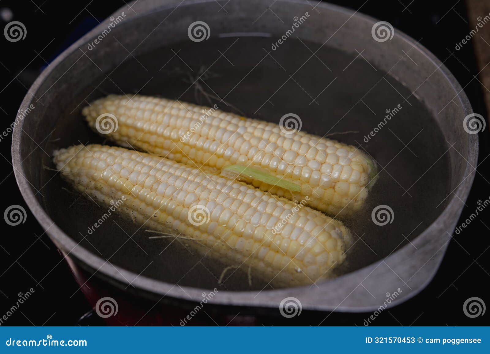 Looking Down at Corn on the Cob Boiling Stock Image - Image of juicy ...