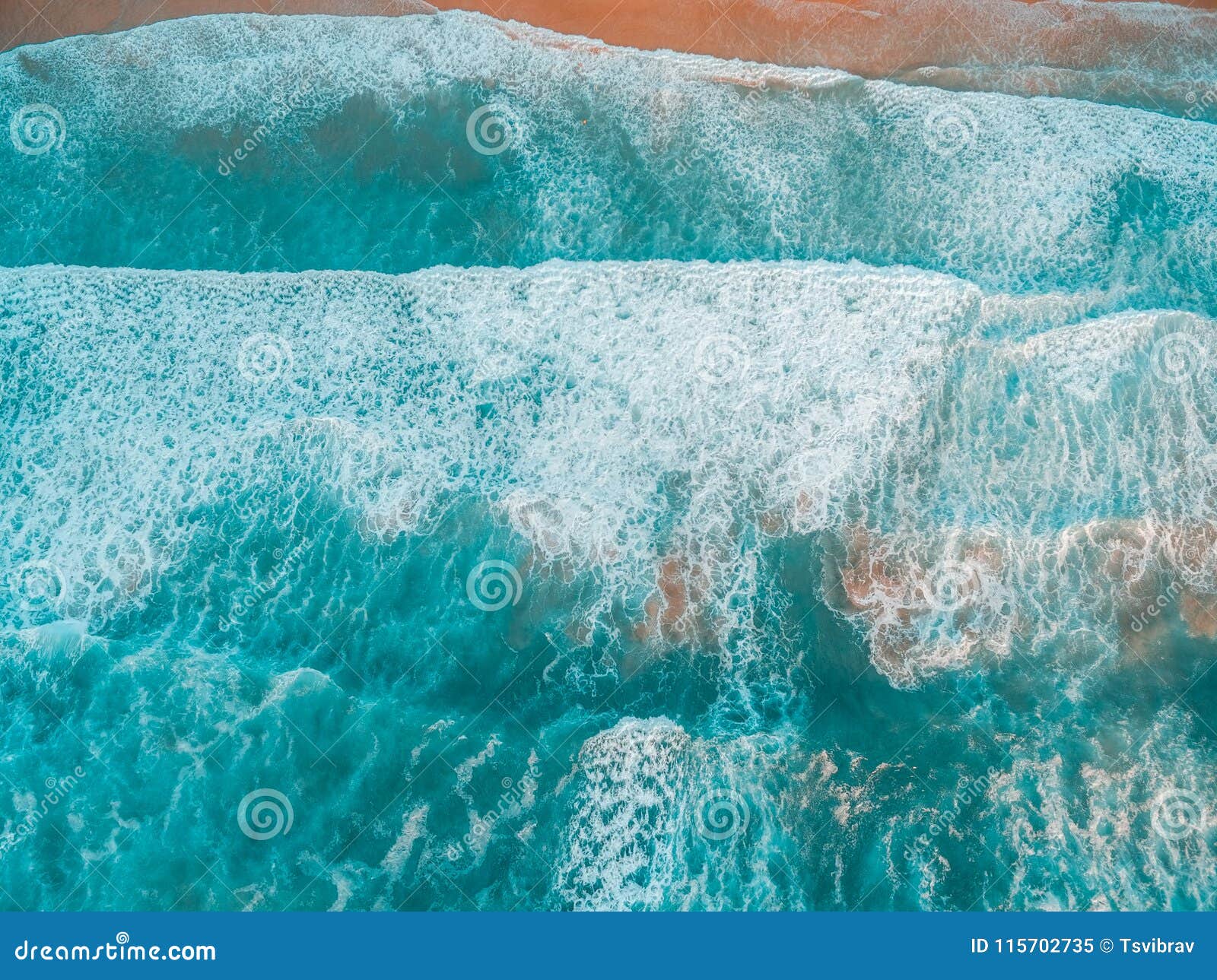 Looking Down at Crushing Powerful Ocean Waves. Stock Image - Image of ...