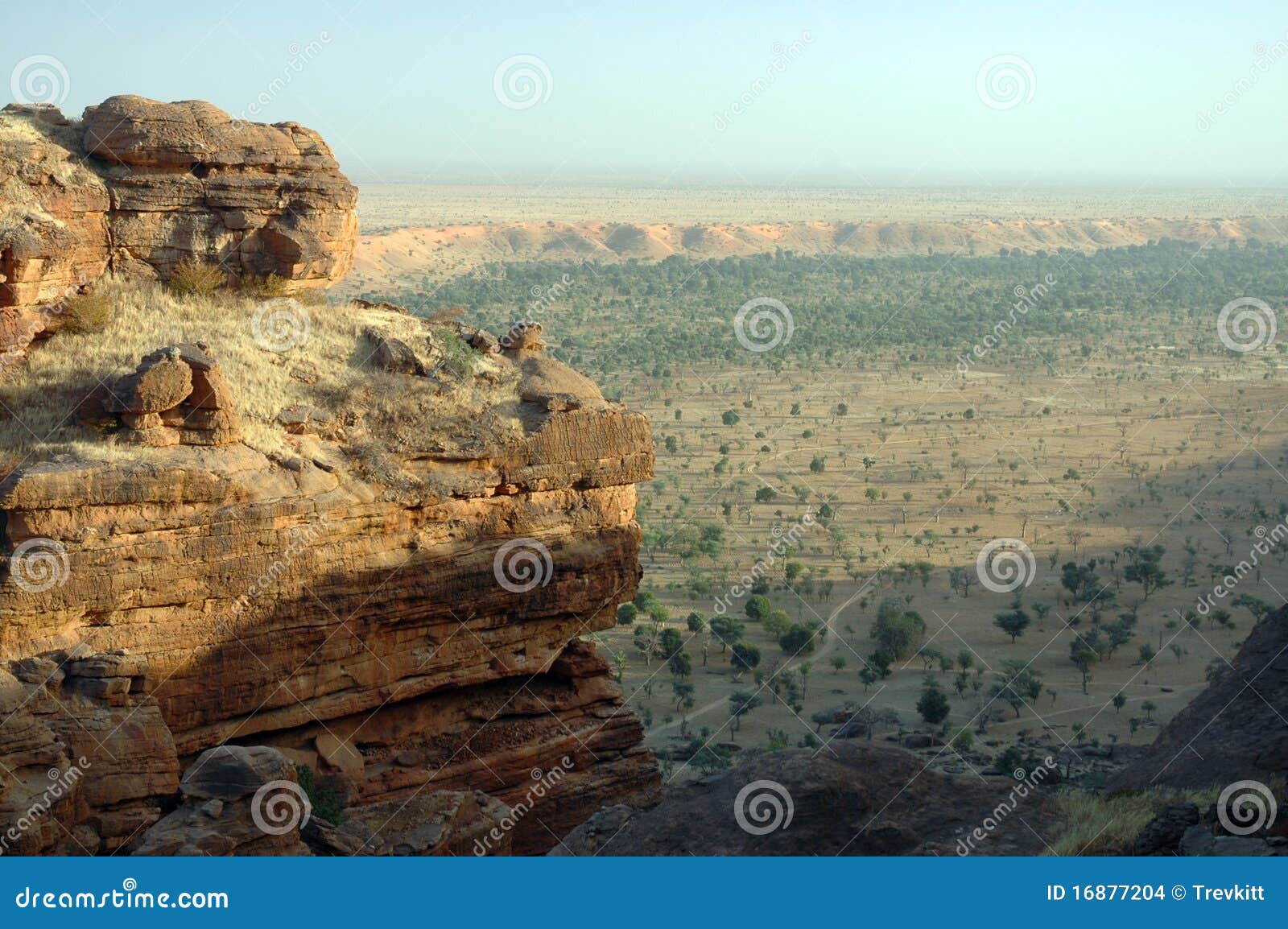 Looking Down on Dogon Plain from Cliff Stock Photo - Image of rock ...