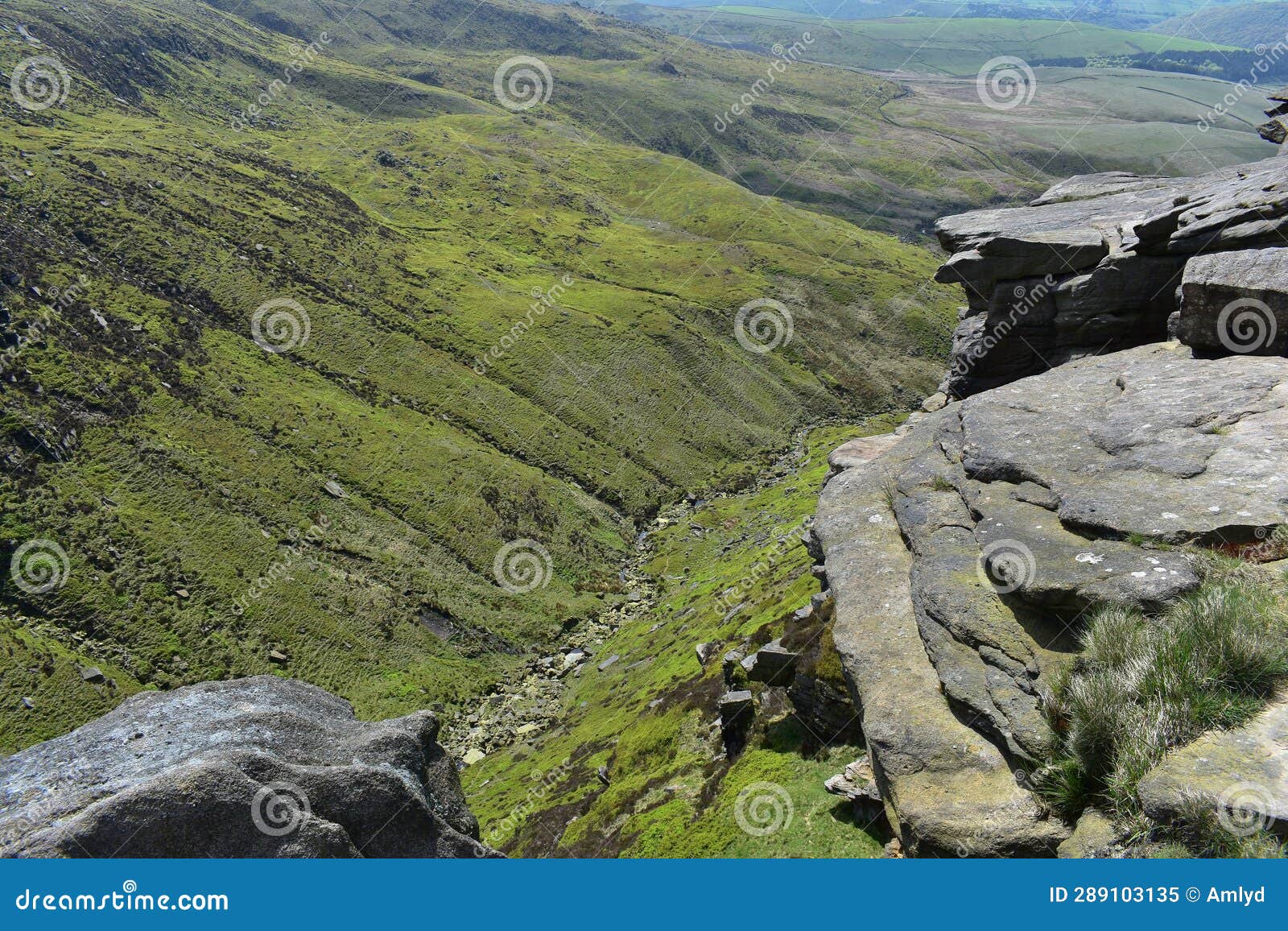 Looking Down on a Dry River Kinder Stock Image - Image of pennine ...