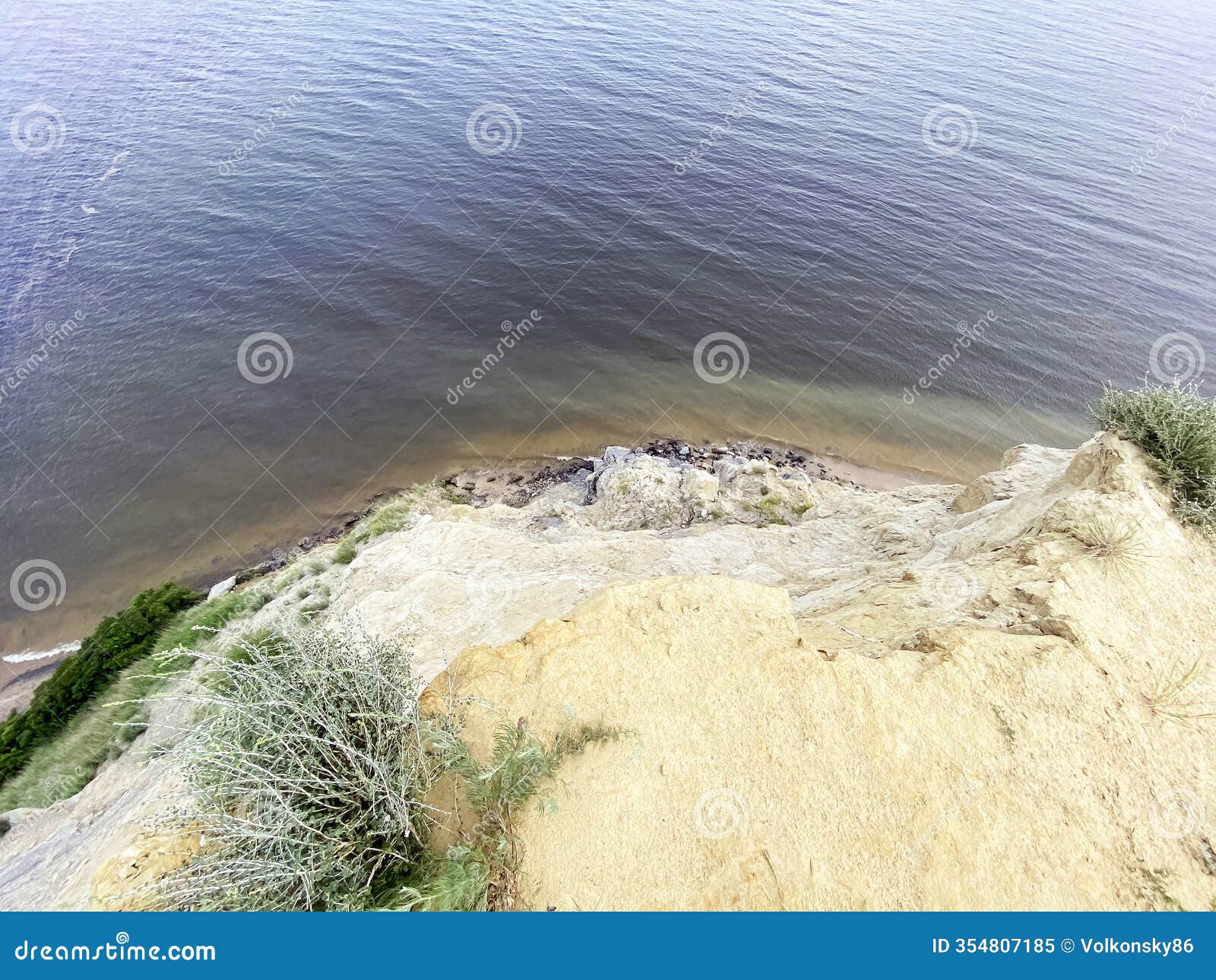Looking Down from the Edge of a High Cliff Above the Water Stock Image ...
