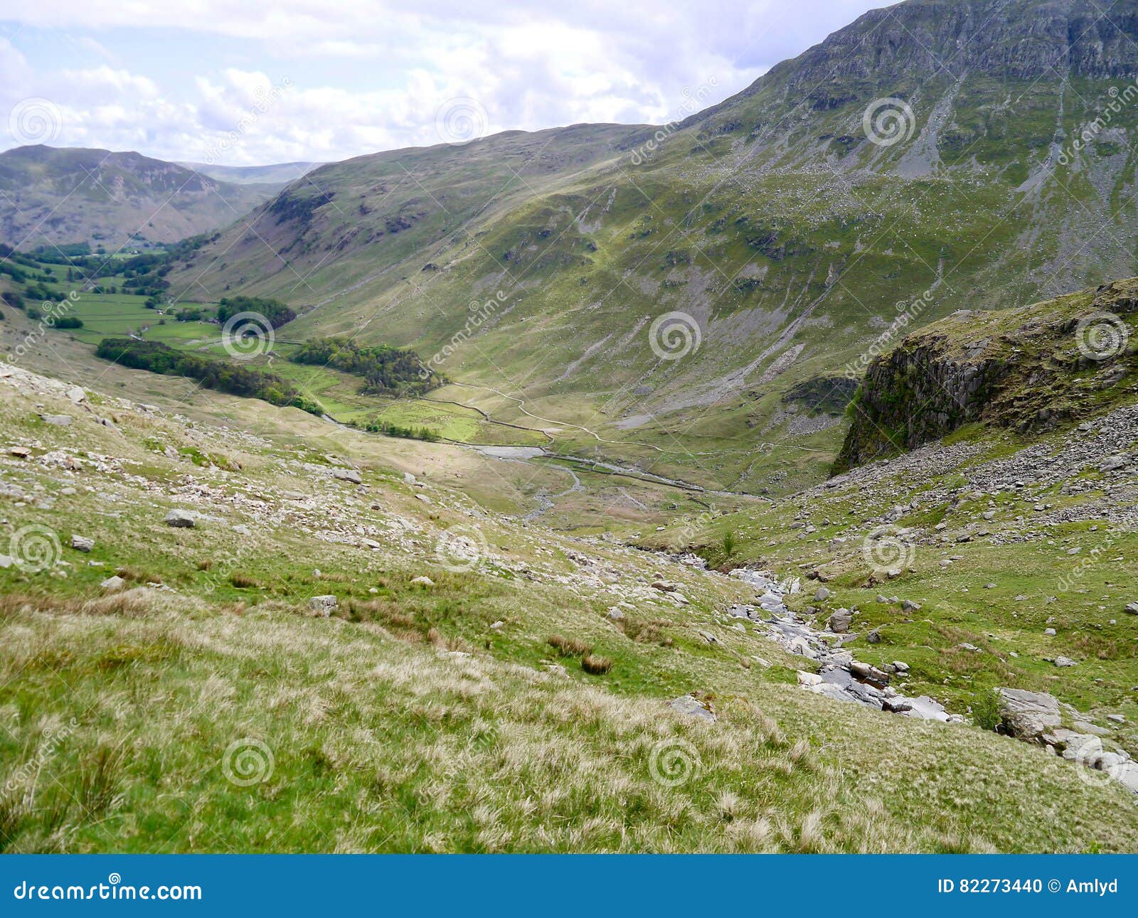 Looking Down into the Grisedale Valley, Lake District Stock Photo ...