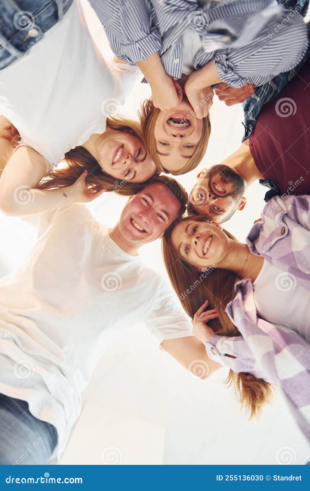 Looking Down. Group of Friends Standing Together Stock Photo - Image of ...