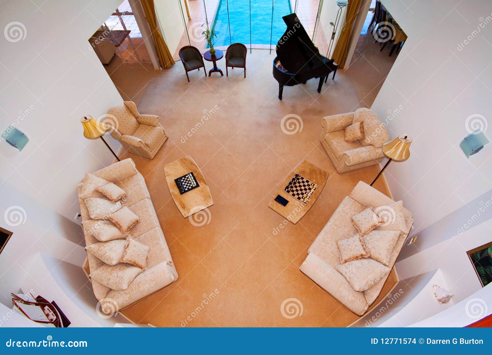 Looking Down on Living Room Stock Photo - Image of balcony, house: 12771574