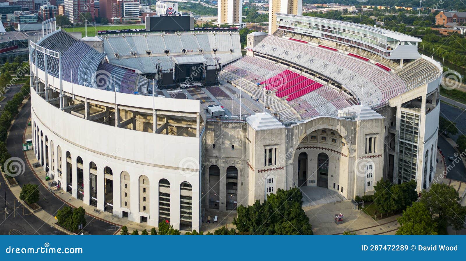 Looking Down at the Ohio State Unerversity Stadium Set Up for a Concert ...