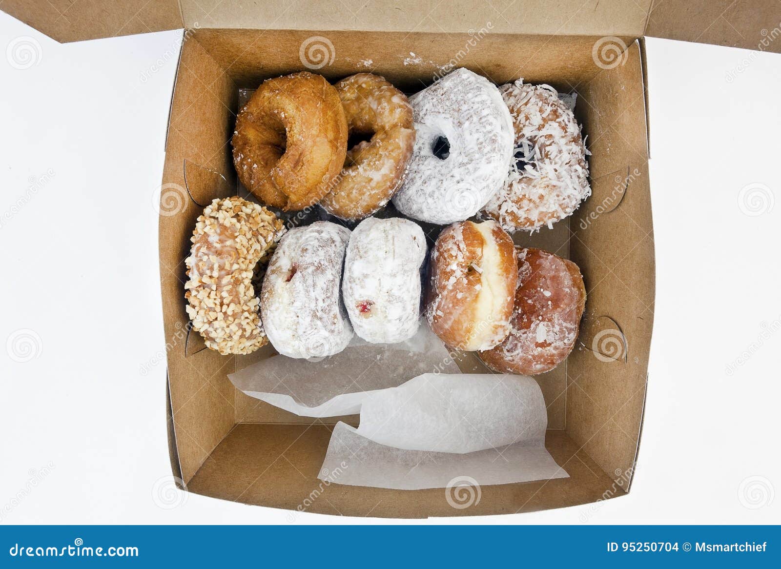 Looking Down On An Open Box Of Donuts Stock Photo - Image of above ...