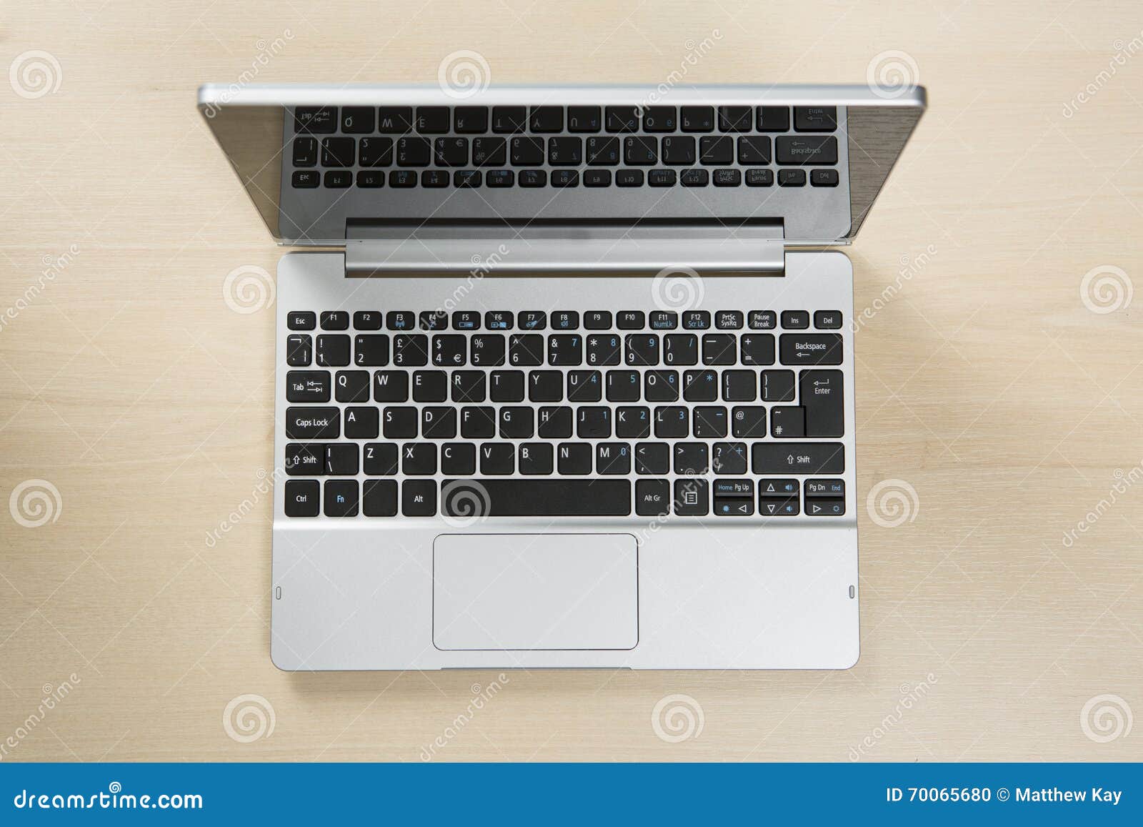 Looking Down on an Open Laptop Stock Photo - Image of material, front ...