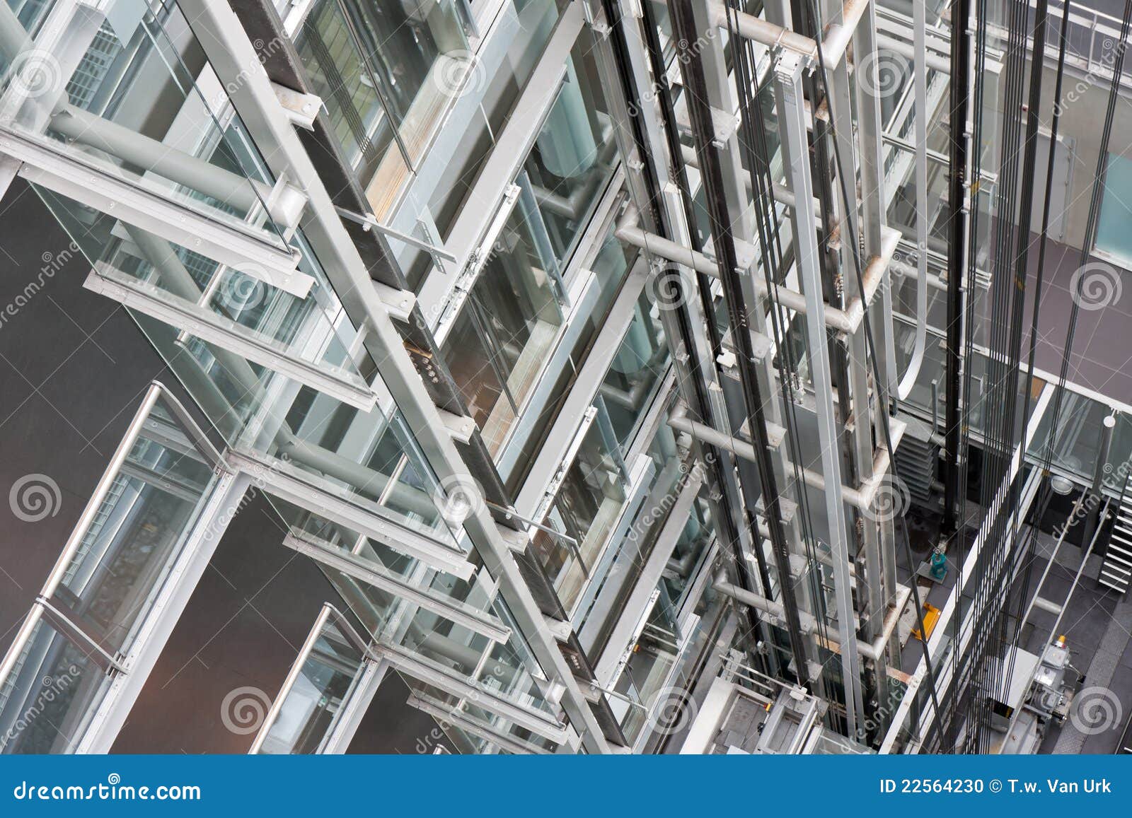 Looking Down in an Open Steel Lift Shaft Stock Photo - Image of blue ...
