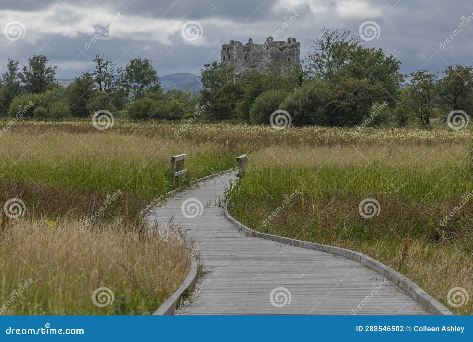 Looking Down a Pathway Towards a Derelict Castle Stock Photo - Image of ...