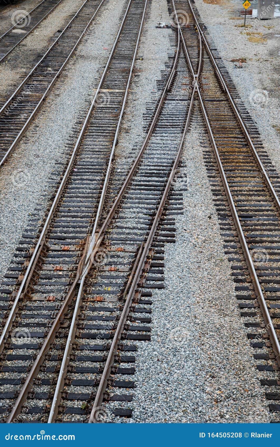 Looking Down on the Railroad Tracks in a Train Yard. Stock Photo ...