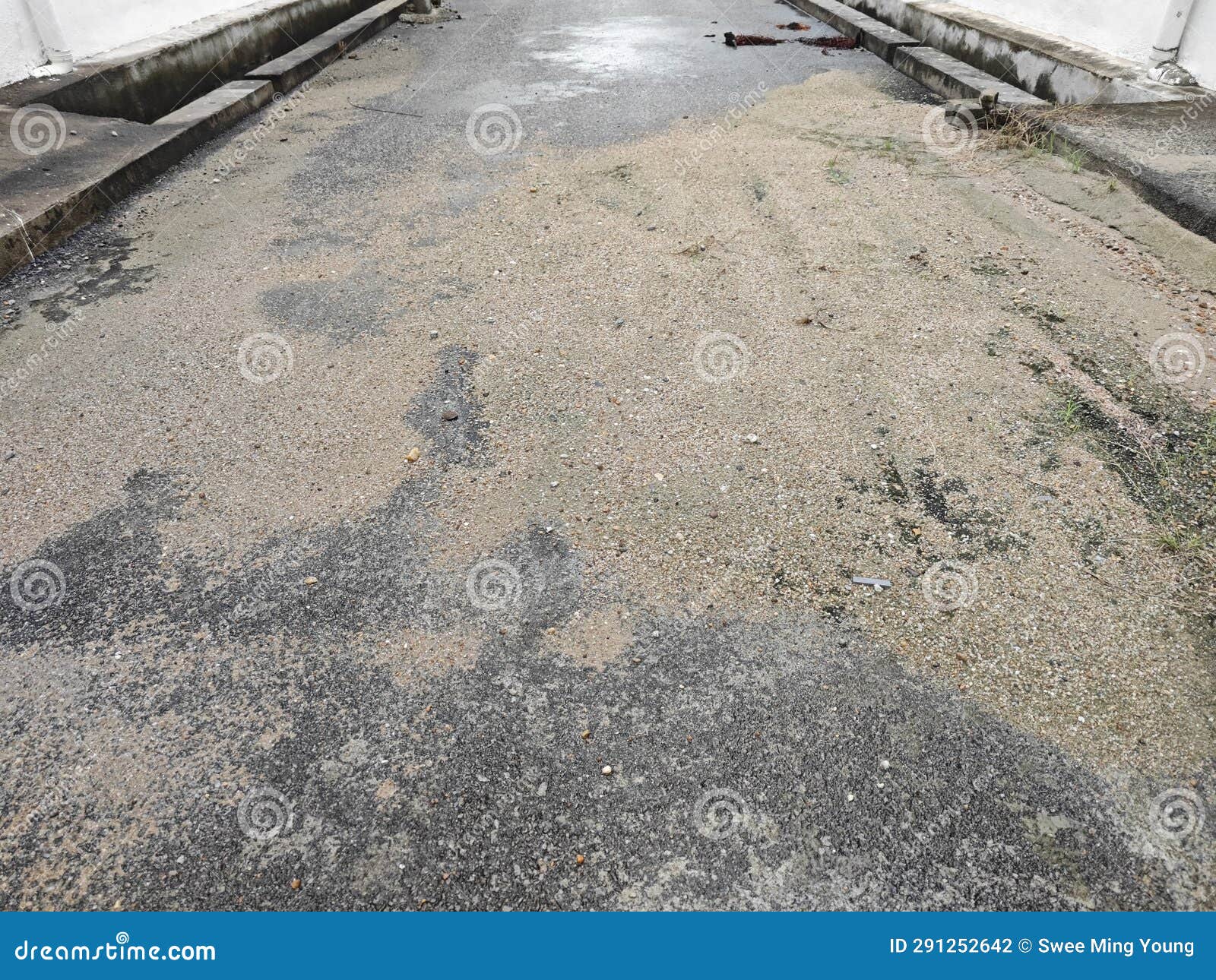 Sand on the Surface of the Asphalt Road Stock Photo - Image of ...