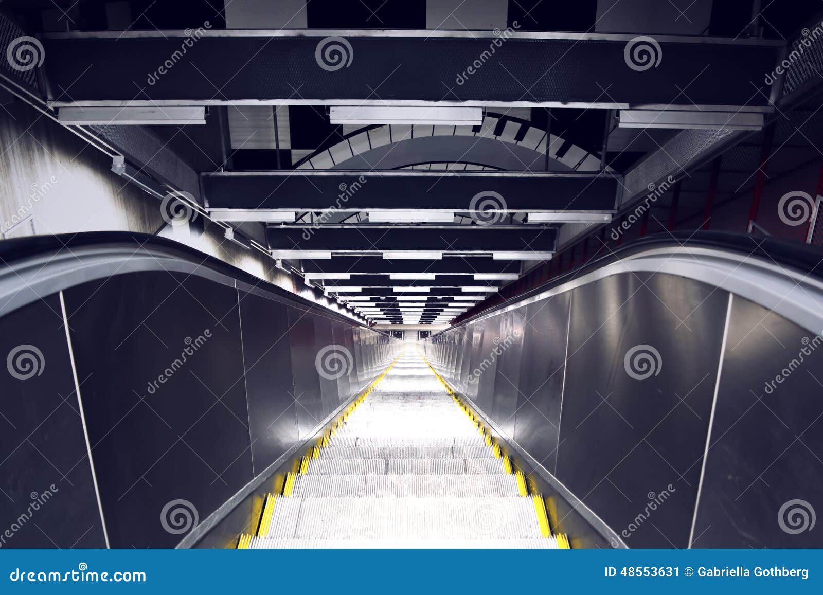 Looking Down in Steep Escalator Stock Image - Image of underground ...