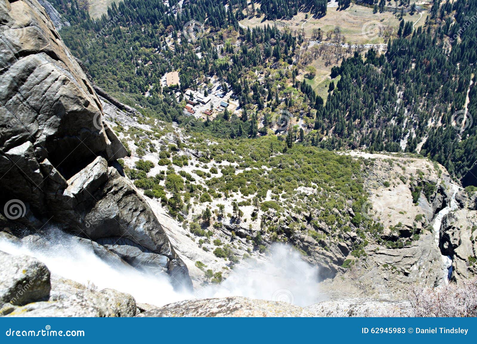 Looking Down Yosemite Waterfall Stock Image - Image of spray, landscape ...
