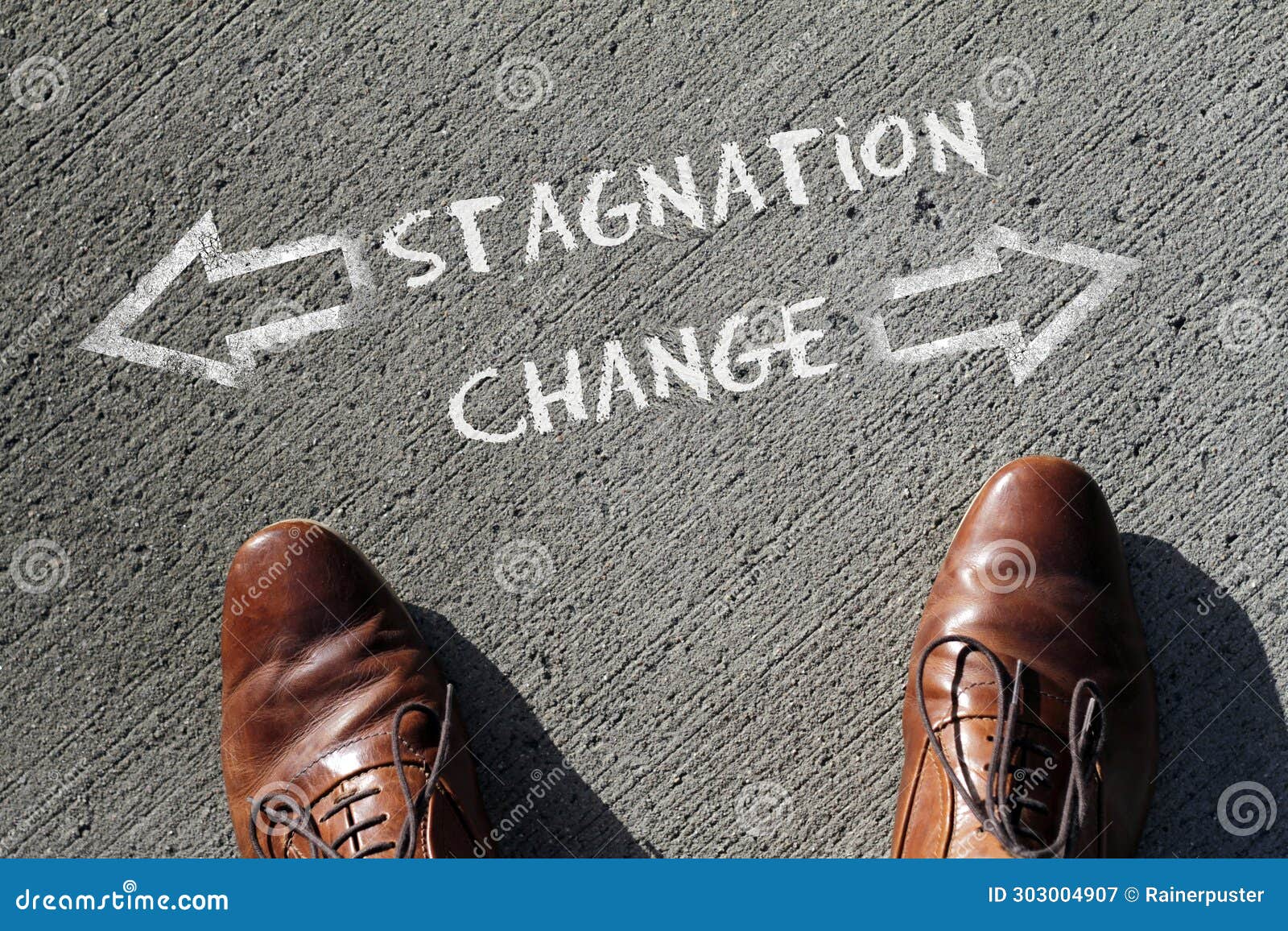Looking Down at the Words Stagnation and Change Stock Image - Image of ...