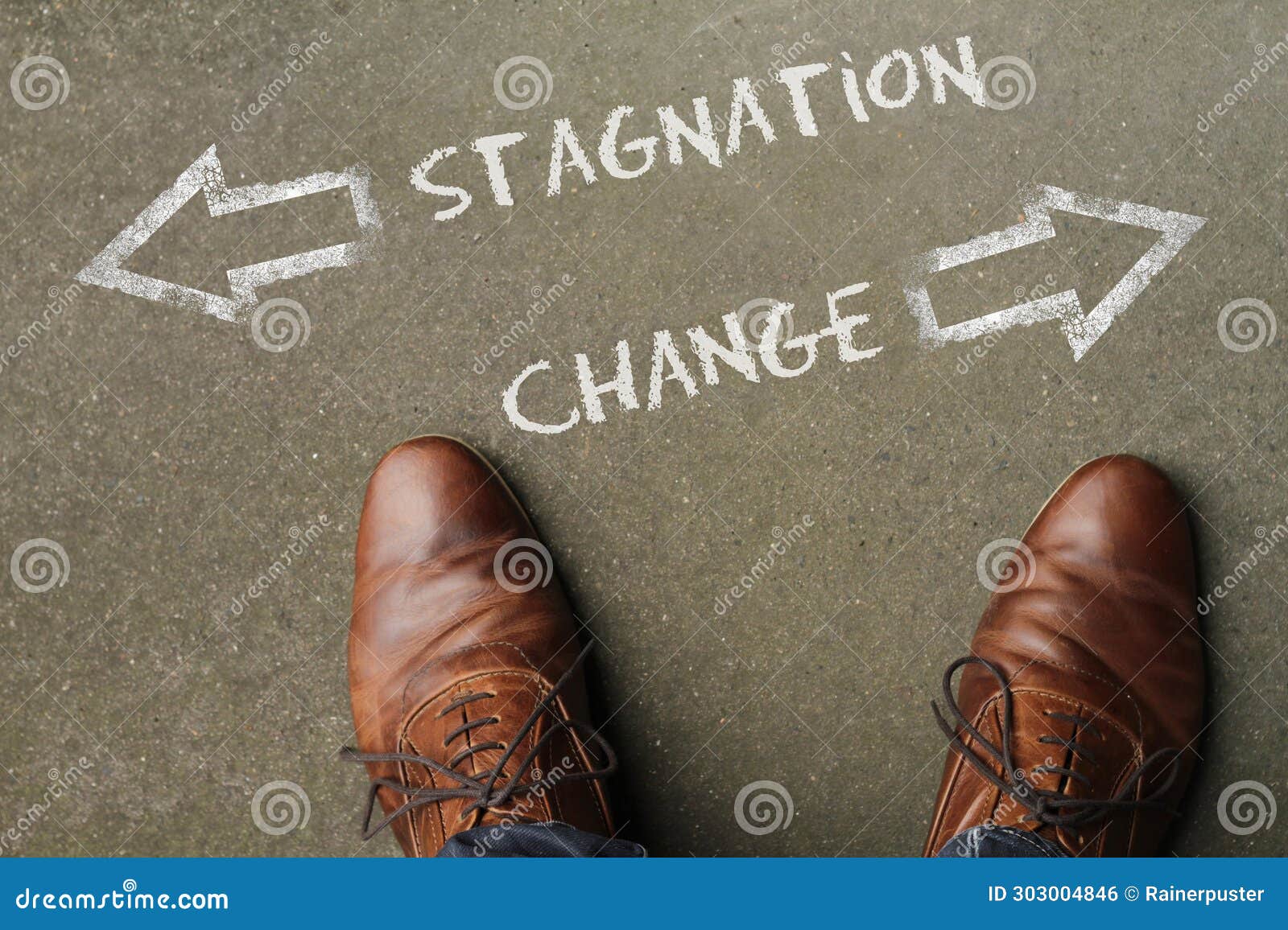 Looking Down at the Words Stagnation and Change Stock Photo - Image of ...