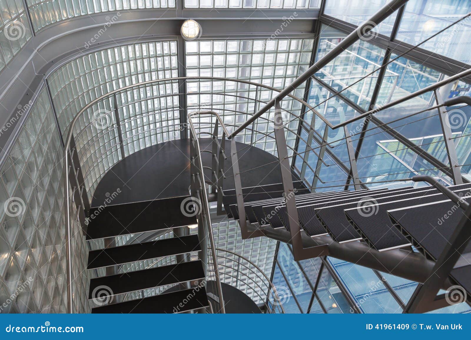Looking Downwards in an Open Stairwell of a Modern Building Stock Image ...
