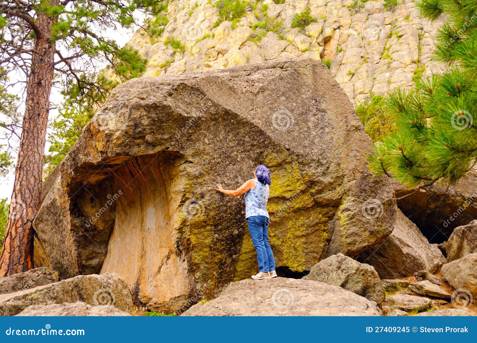 Looking at Fallen Rock in the Mountains Stock Image - Image of ...