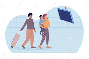 Looking at Flight Schedule Screen 2D Vector Isolated Illustration Stock Vector - Illustration of ...