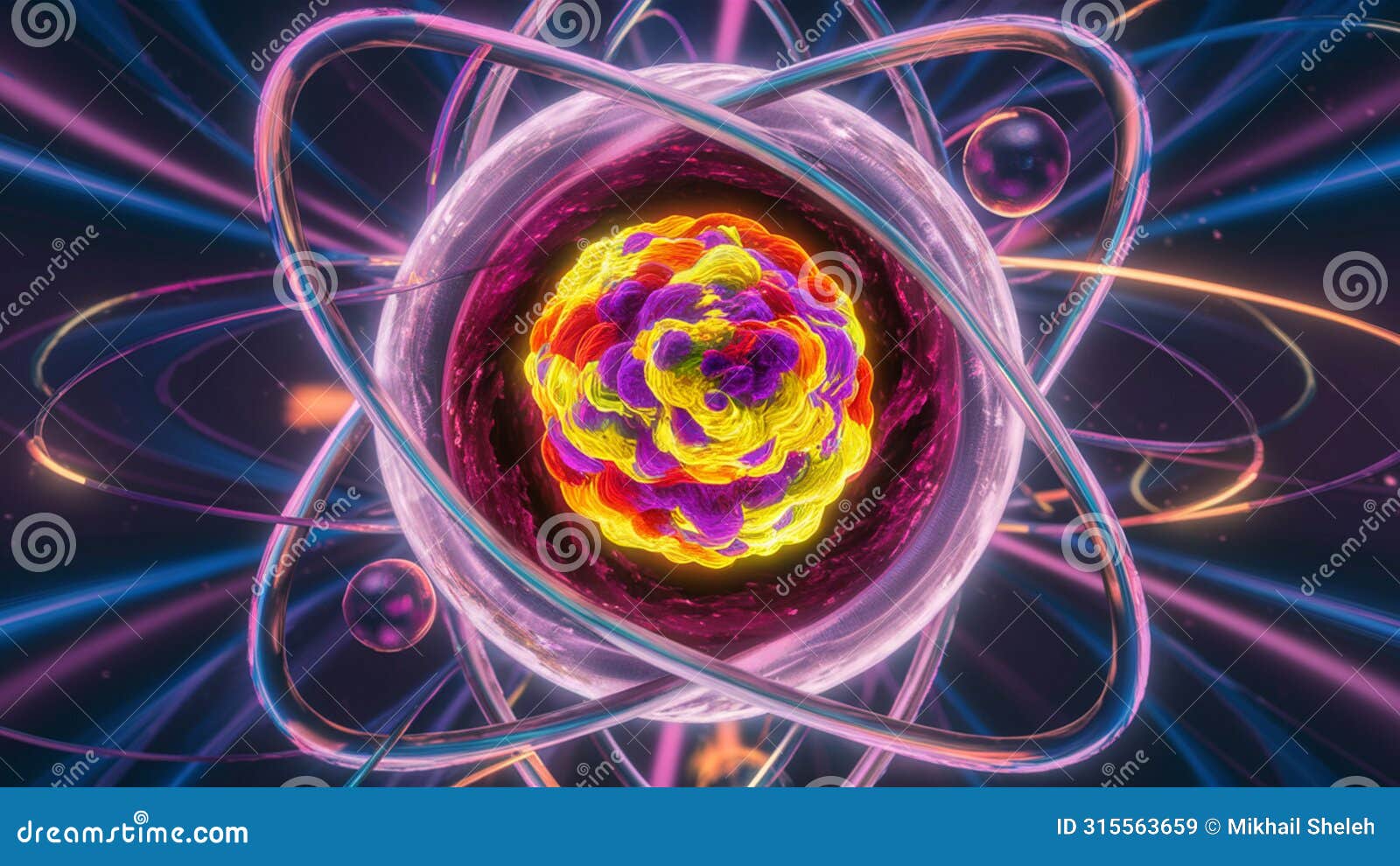 Looking Inside the Atom Nucleus, Protons, Neutrons, Electrons. Atomic ...