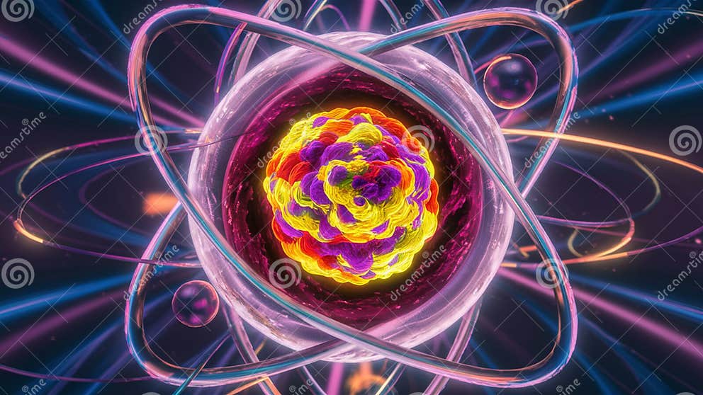 Looking Inside the Atom Nucleus, Protons, Neutrons, Electrons. Atomic ...