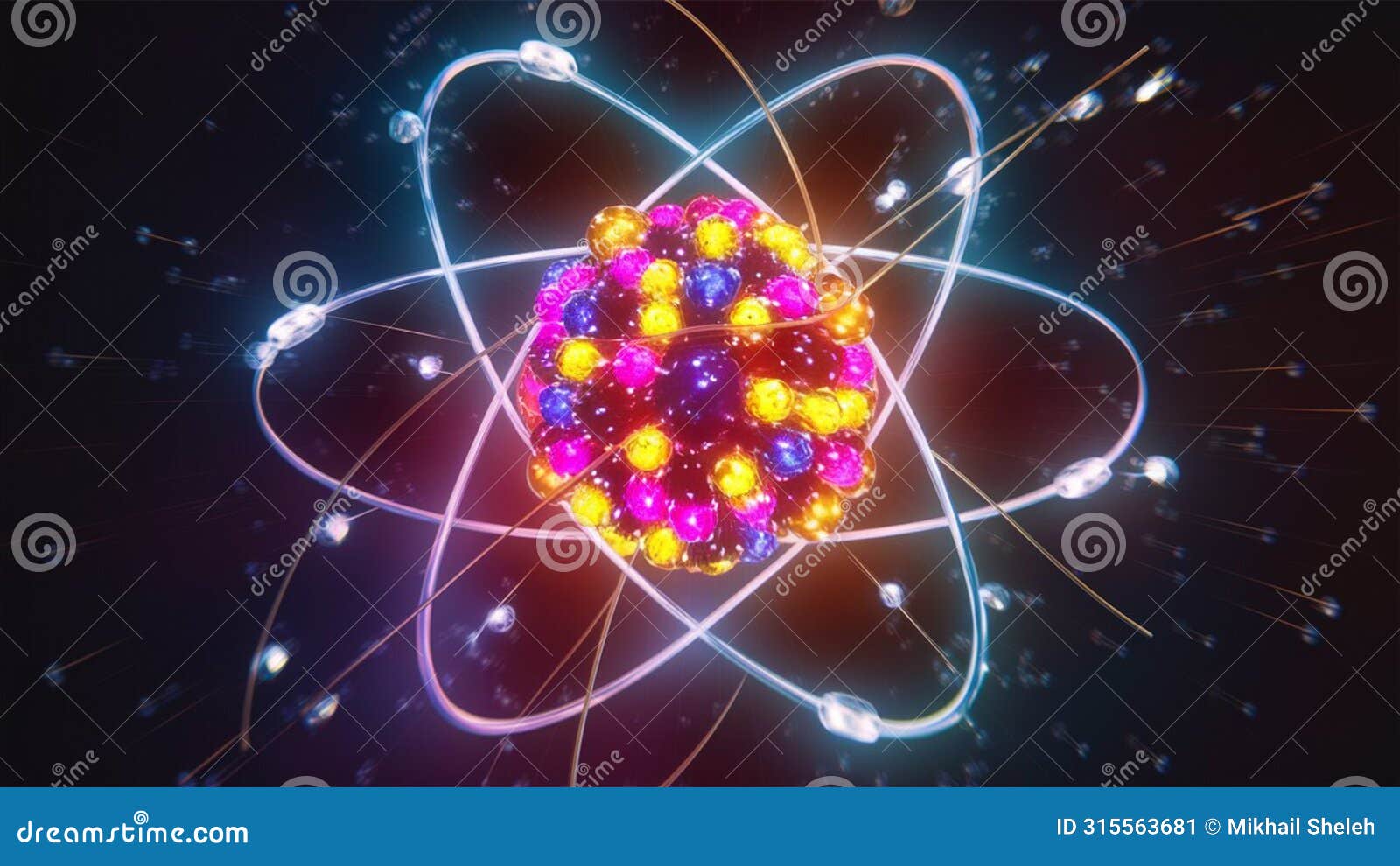 Looking Inside the Atom Nucleus, Protons, Neutrons, Electrons. Atomic ...
