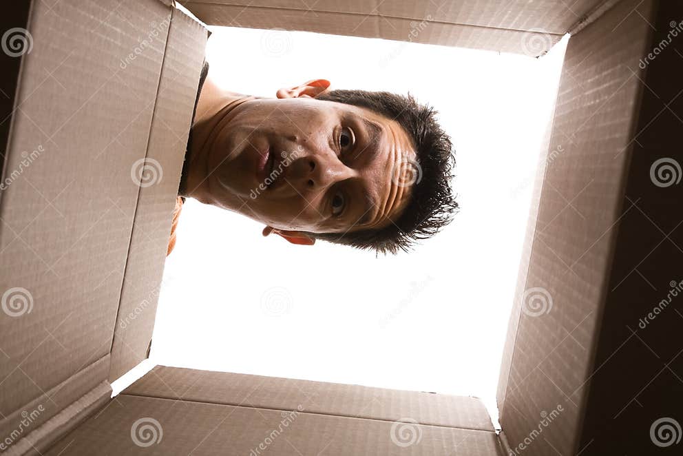 Looking inside the box stock photo. Image of brown, handsome - 9130756