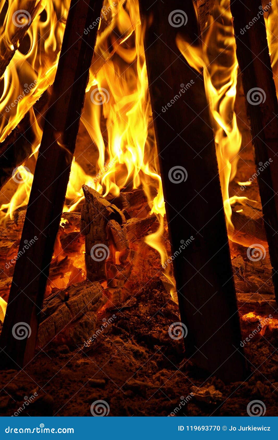 Looking Inside a Campfire at the Flames Stock Photo - Image of coals ...
