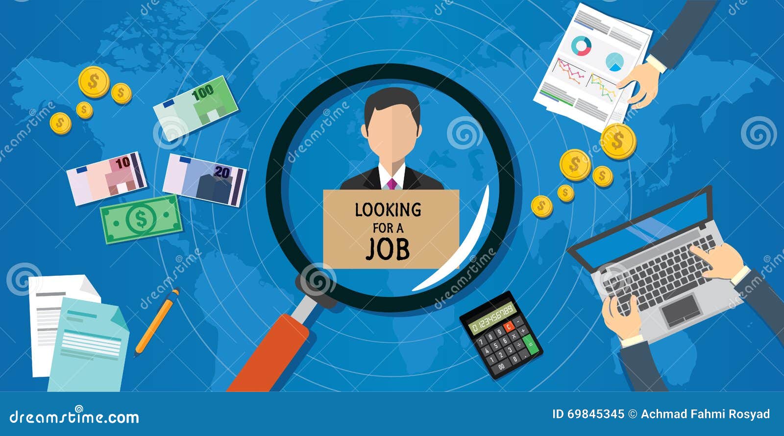 Looking for job stock vector. Illustration of achievement - 69845345 Looking for job stock vector. Illustration of achievement - 69845345