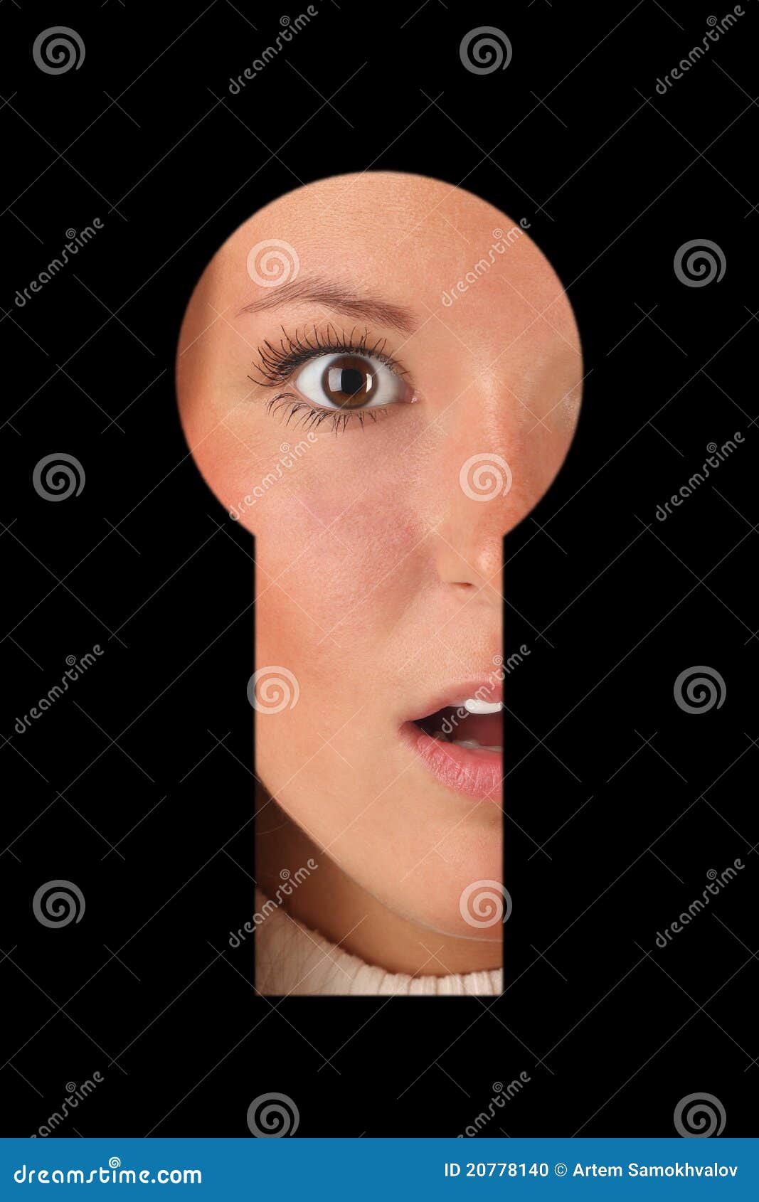 Looking in keyhole GN stock photo. Image of female, amazing - 20778140