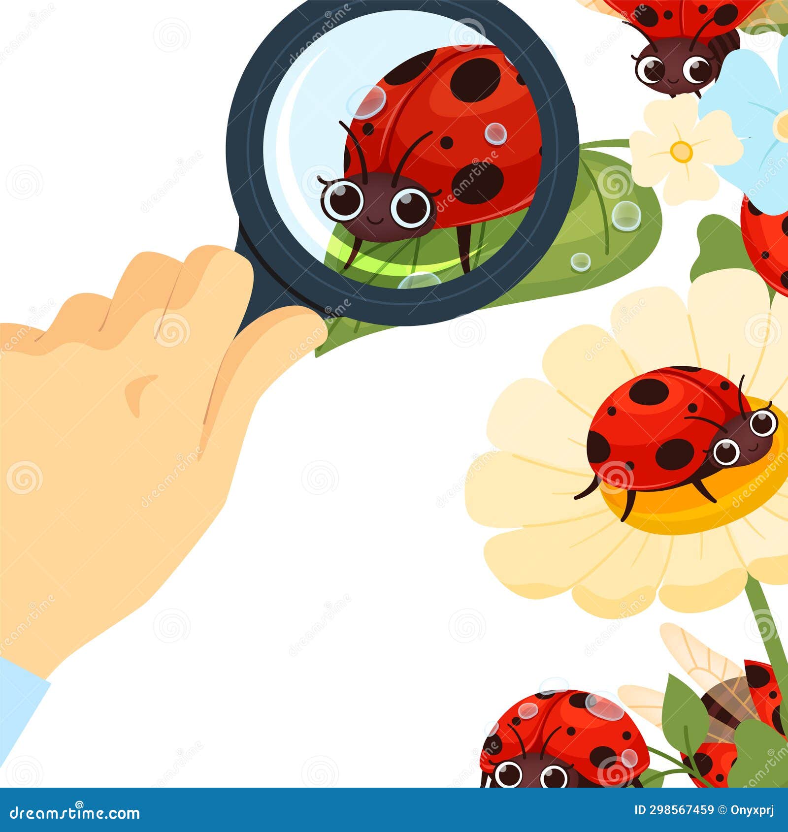 Ladybug And A Magnifying Glass Vector Illustration | CartoonDealer.com ...
