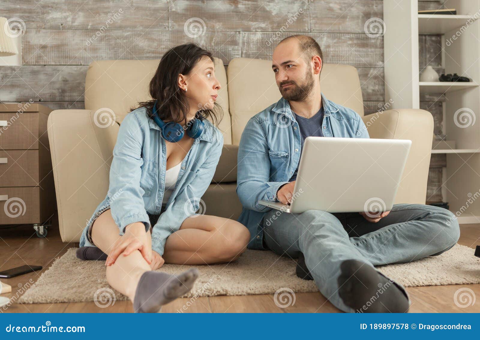 Looking with Love at Each Other Stock Photo - Image of male, device ...