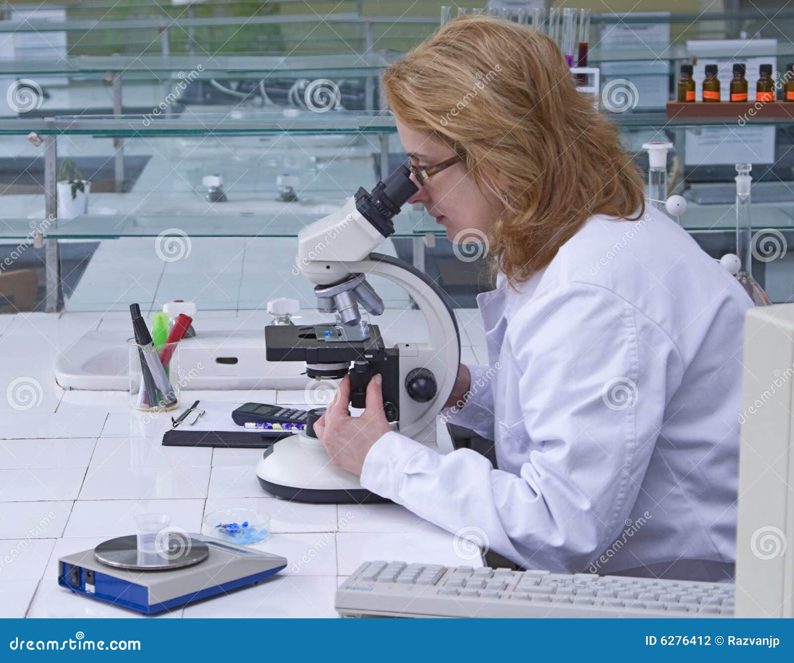 Looking through a Microscope Stock Photo - Image of fellowship ...