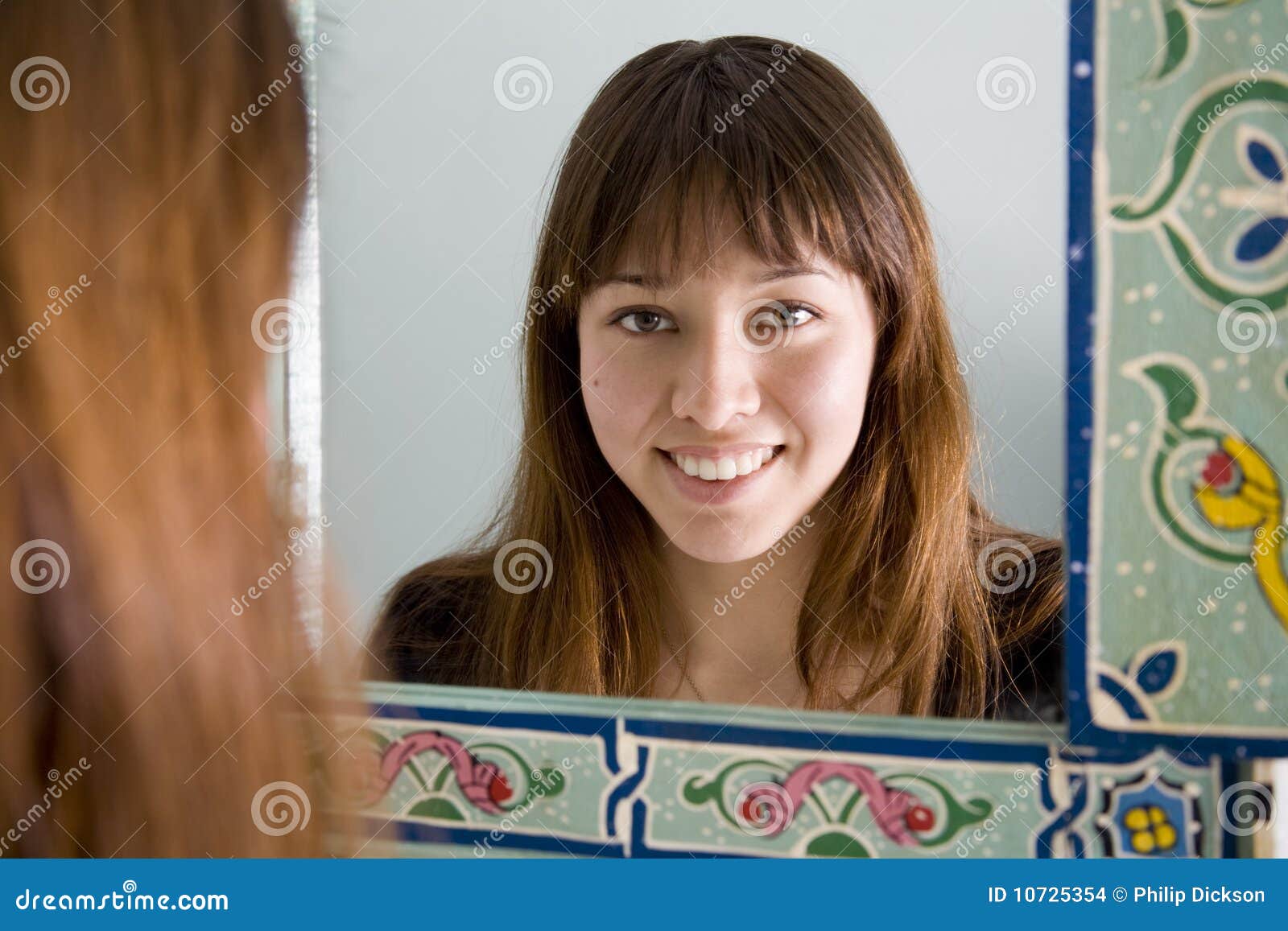 Looking in Mirror stock photo. Image of long, asian, beauty - 10725354