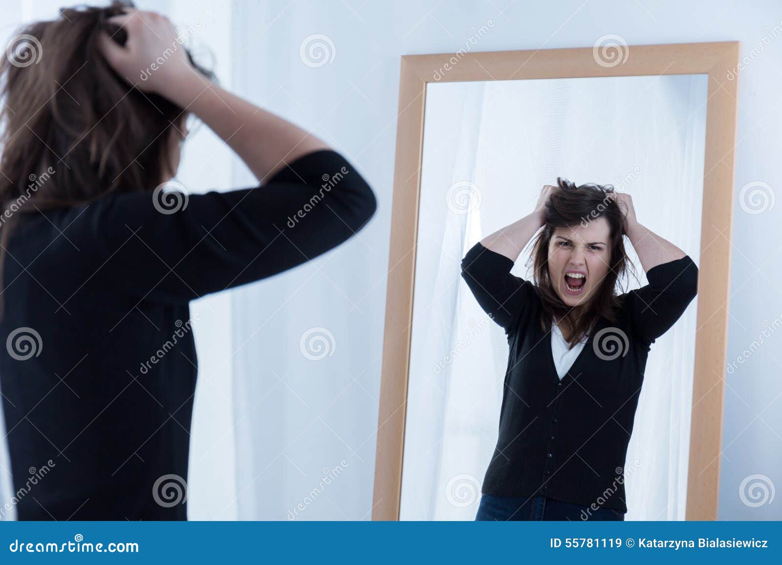 Looking at the Mirror and Shouting Stock Image - Image of idea, concept ...