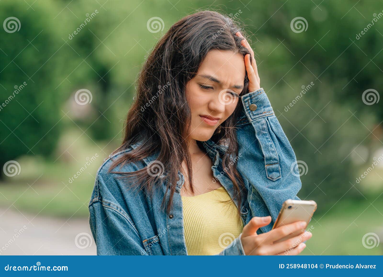 Looking at the Mobile Phone Sad or Distressed Stock Photo - Image of ...
