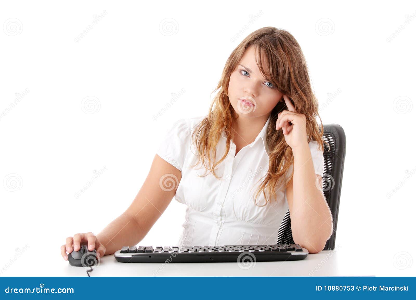 Looking at monitor. stock image. Image of businesswoman - 10880753