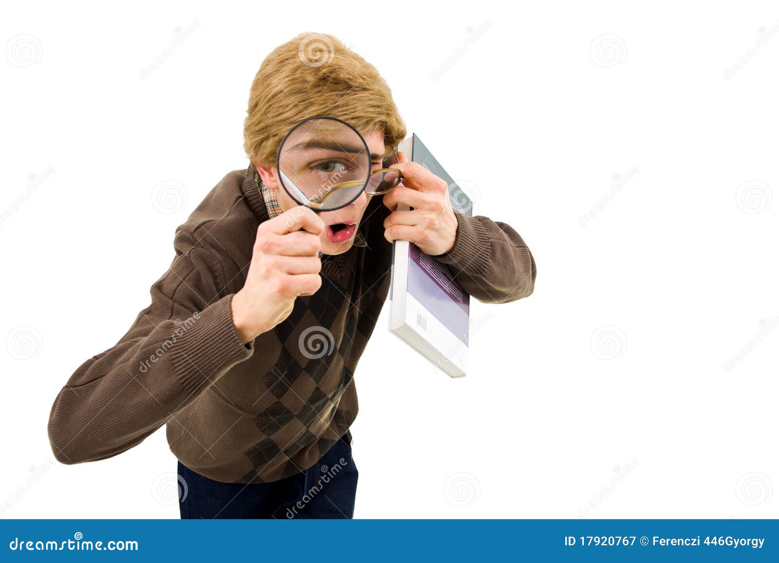 Looking nerd, magnifier stock image. Image of eyeglass - 17920767