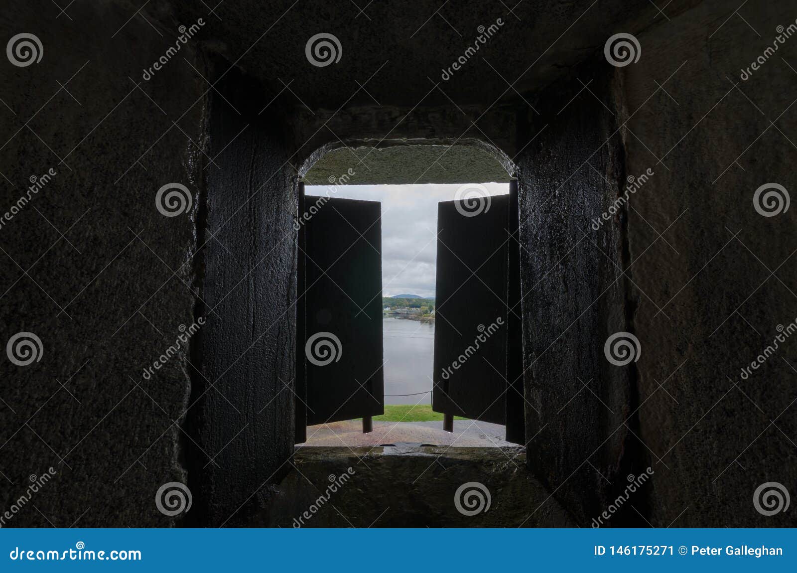 Looking Out a Army Fort Metal Doors Stock Image - Image of history ...