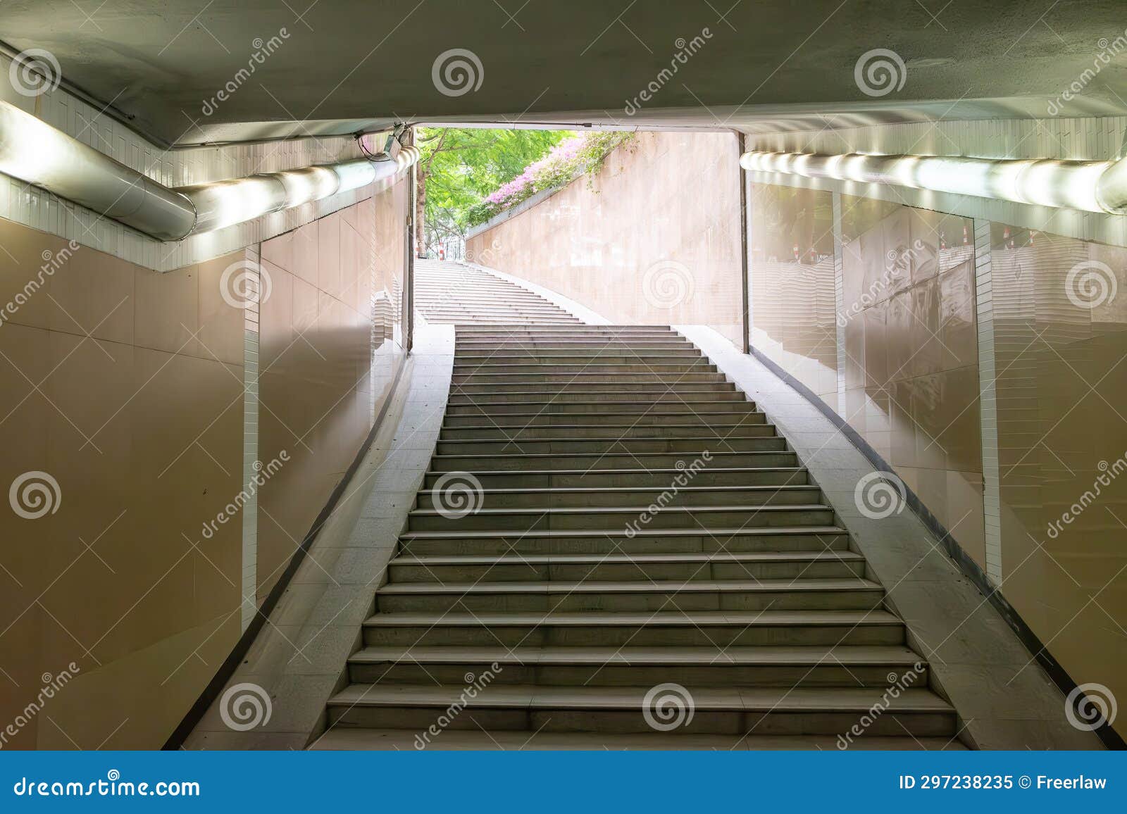 Underground Pedestrian Pathway With Lights On. Stock Image ...