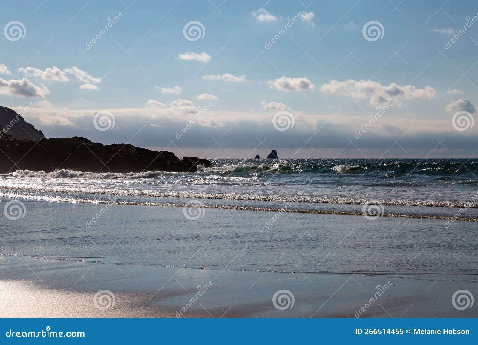Looking Out Over the Ocean, at Perranporth Beach on the Cornish Coast ...