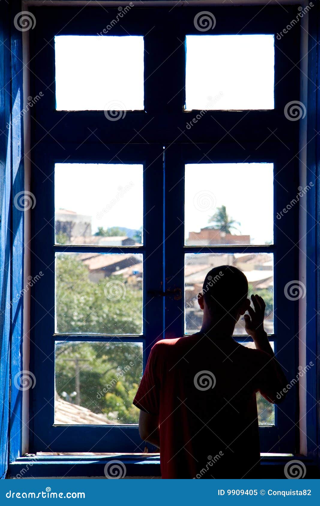 Looking out the window stock image. Image of glass, blue - 9909405
