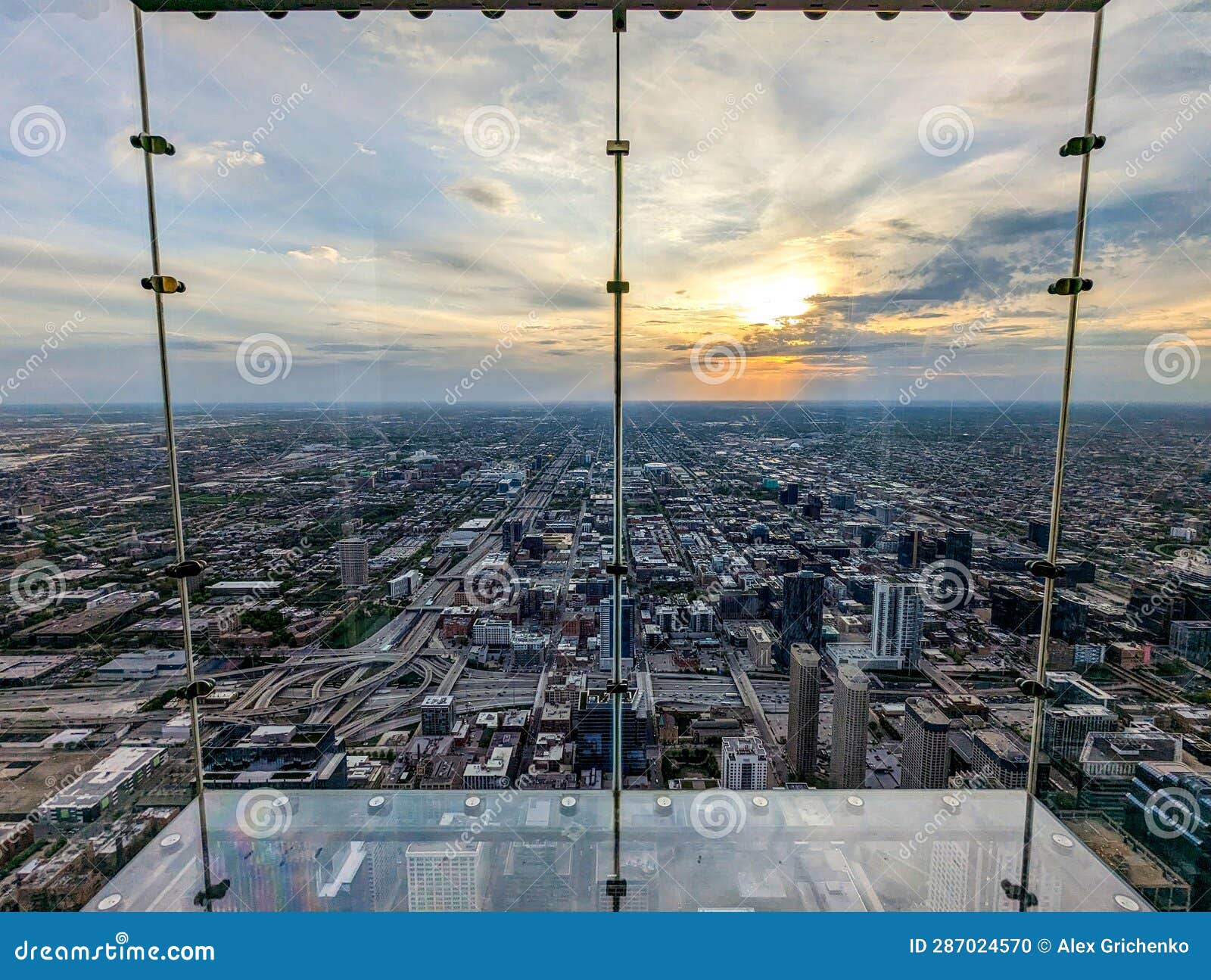 Looking Out Window at Skydeck of Willis Tower in Chicago Stock Photo ...