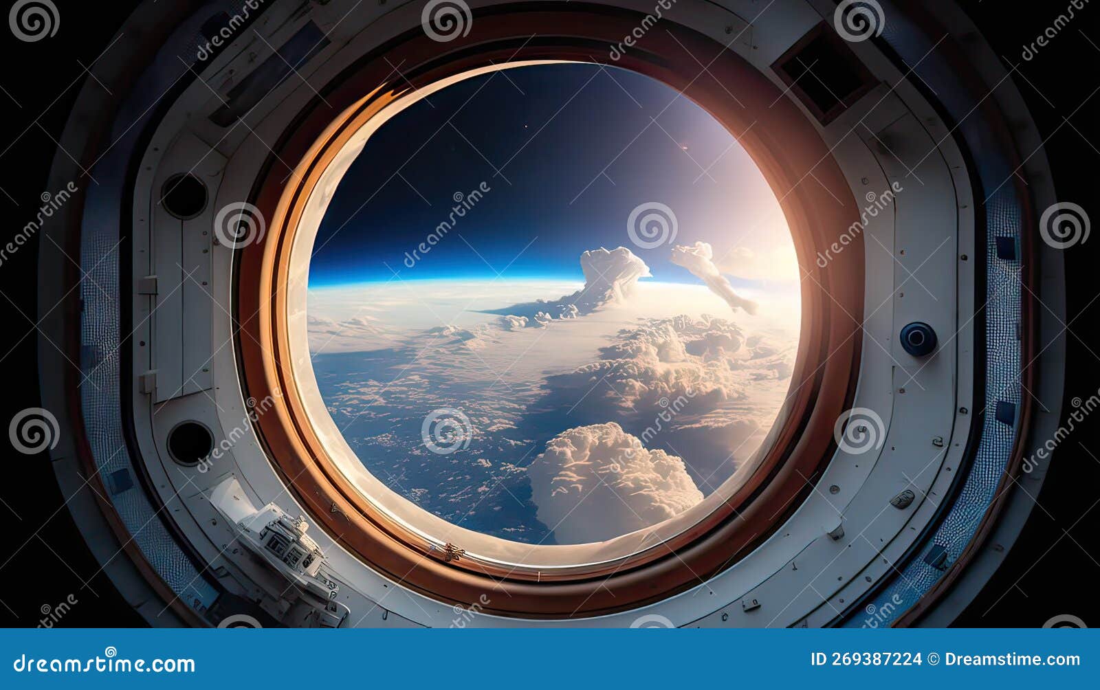 Looking Out the Window of a Spacestation Stock Illustration ...