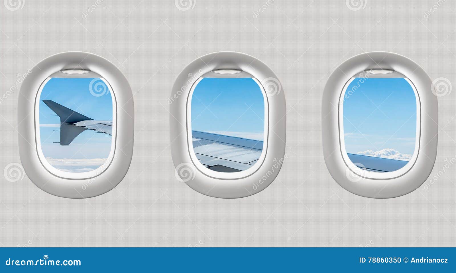 Airplane Windows. Realistic Aircraft Porthole In Different Positions ...