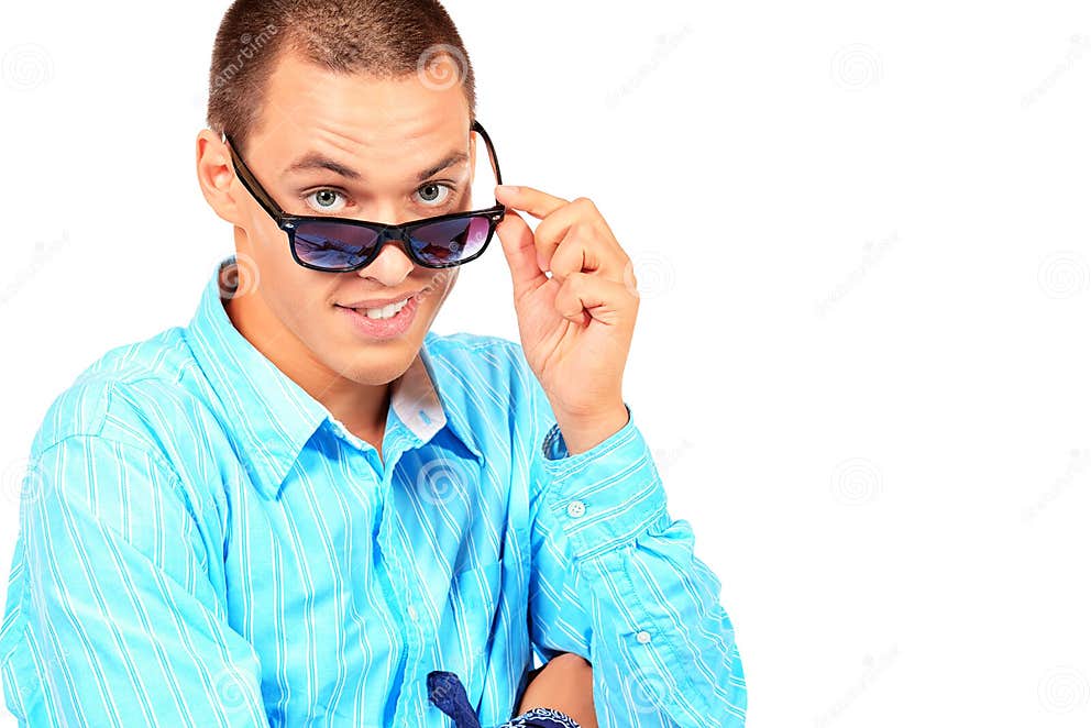 Looking over glasses stock photo. Image of posing, natural - 28344666