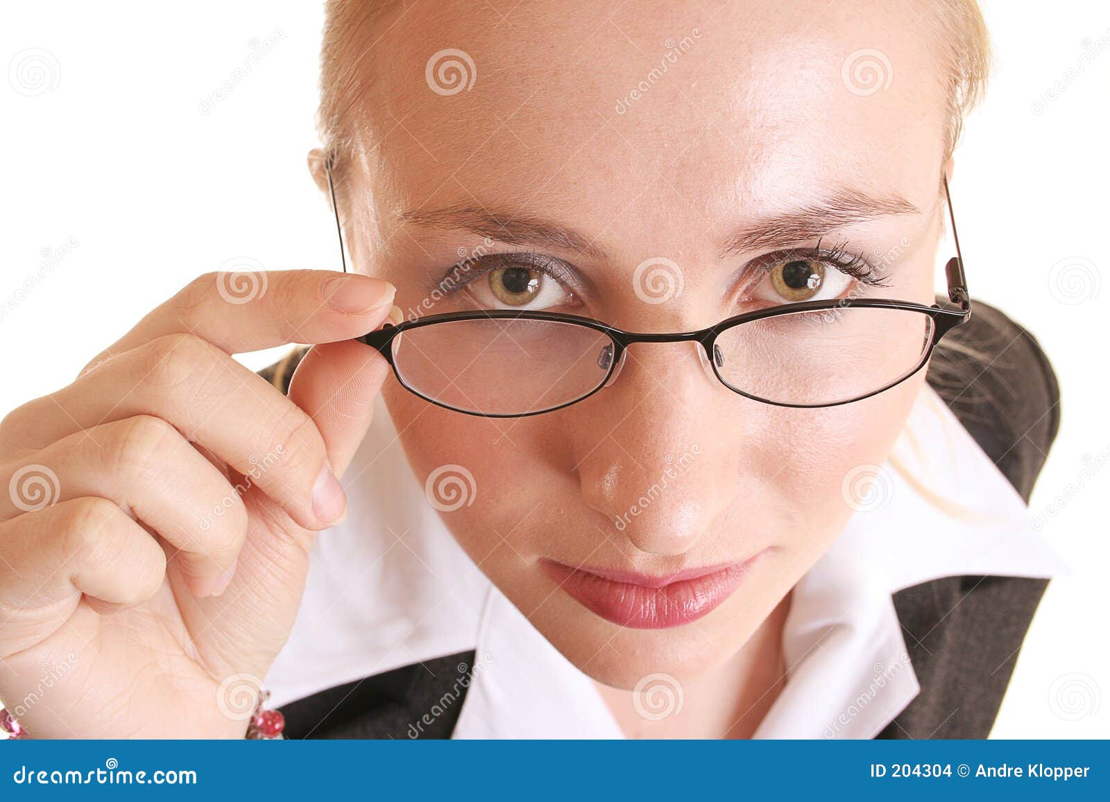 Looking over spectacles stock photo. Image of model, contract - 204304