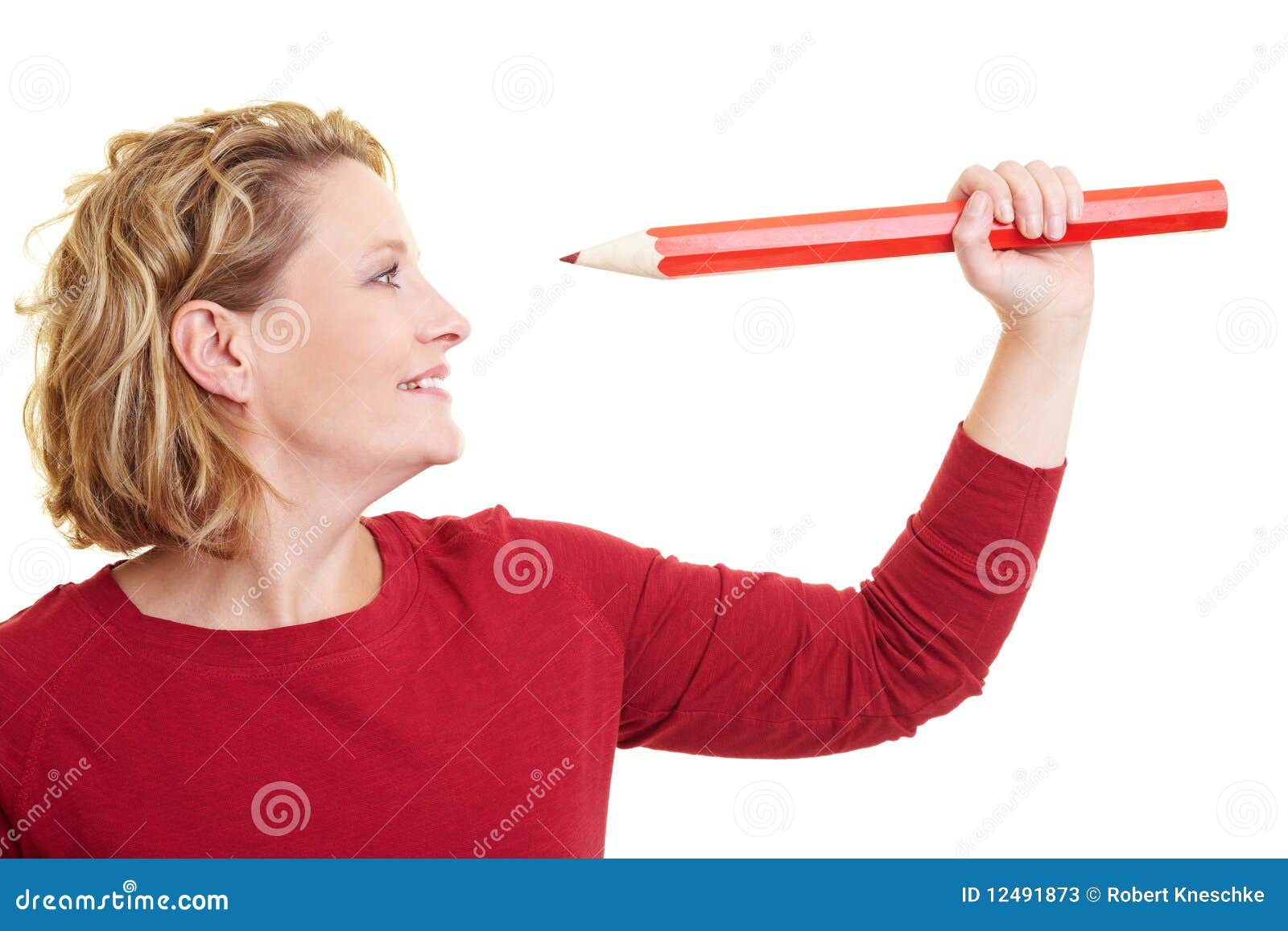 Looking at pencil stock image. Image of inspection, businesswoman ...